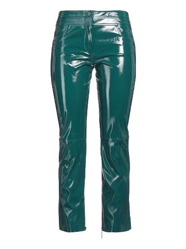 SIMONA CORSELLINI SIMONA CORSELLINI Emerald Green Patent-Effect Cropped Straight-Leg Pants